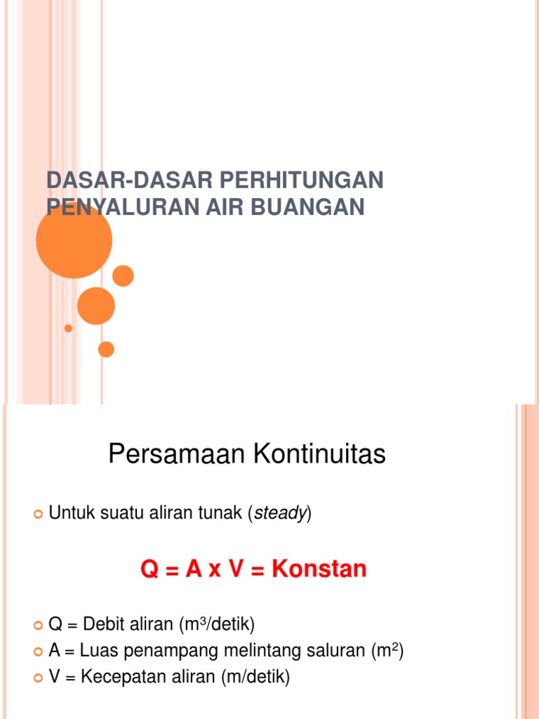 Dasar2 Perhitungan Penyaluran Air Buangan | PDF