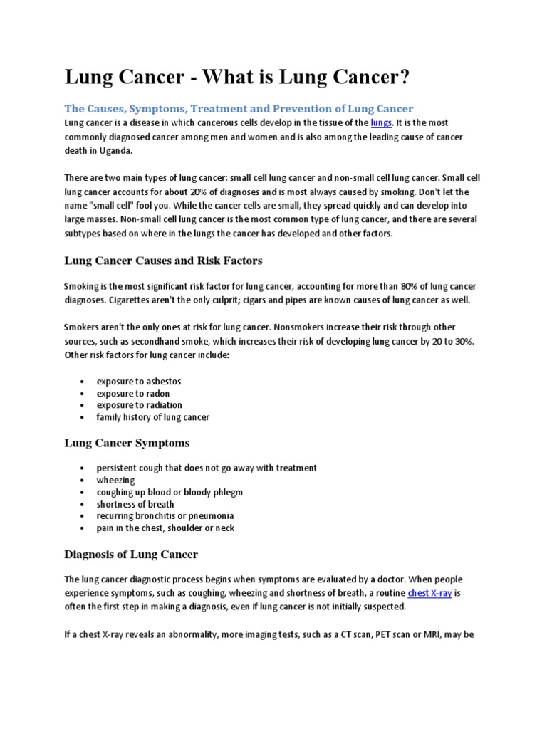 Lung Cancer - What Is Lung Cancer?: The Causes, Symptoms, Treatment and ...