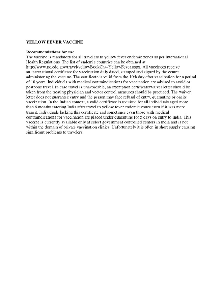 20 - Yellow Fever Vaccine | PDF