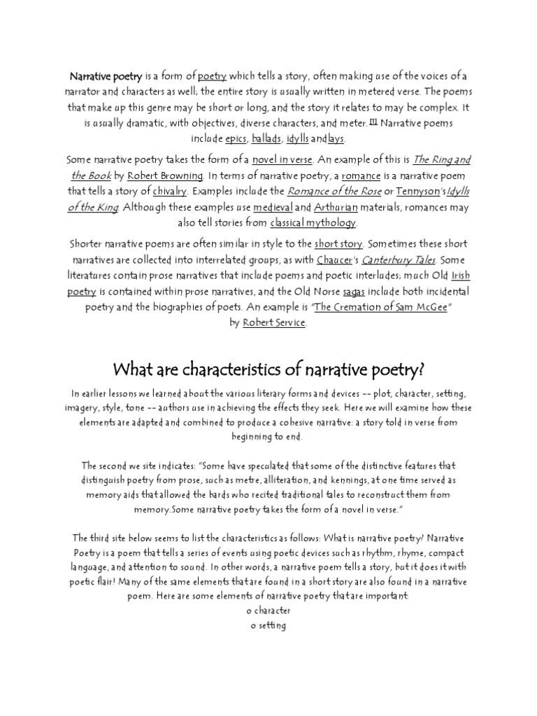 Short Narrative Poem Examples