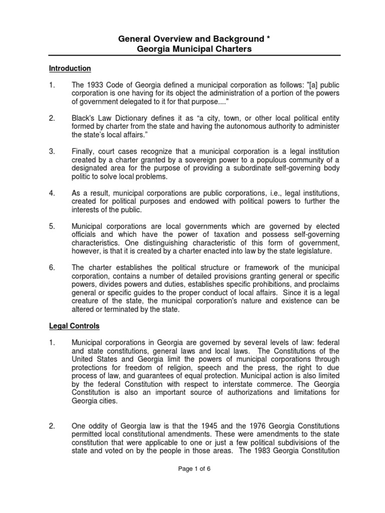 Gen Overview and Background Municipal Charters | PDF | Mayor | United ...