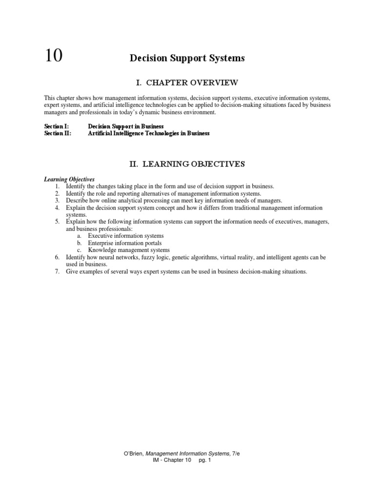 DSS Chap 10 | PDF | Decision Support System | Artificial Intelligence