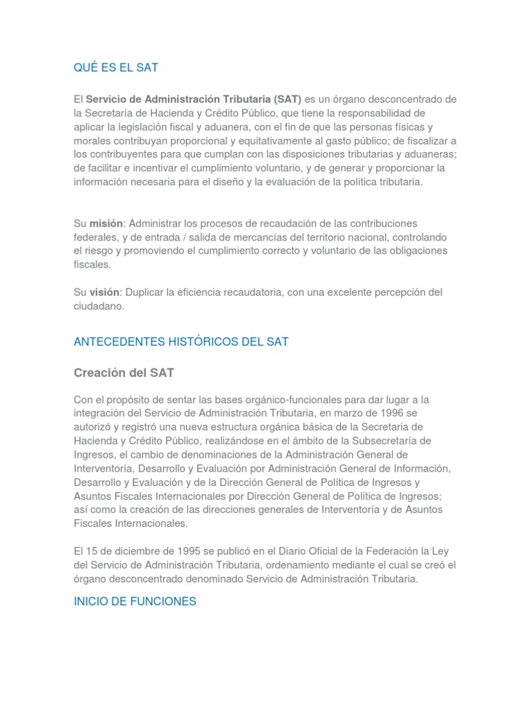 Qué es el SAT: Funciones y Estructura | PDF | Gobierno | Negocios (general)