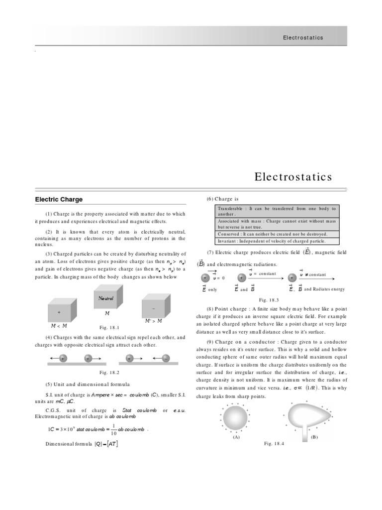Electrostatics | PDF | Electric Charge | Electron