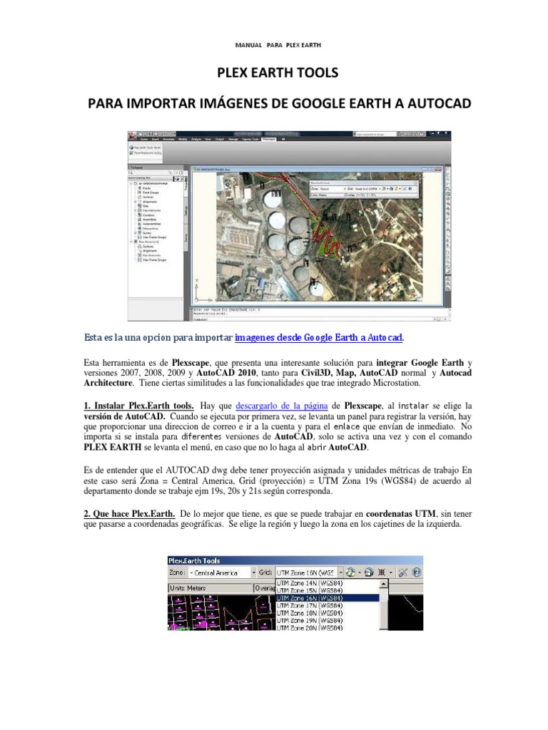 MANUAL Plex Earth Tools para Importar Imagenes de Google Earth A Autocad | PDF | Google | Software