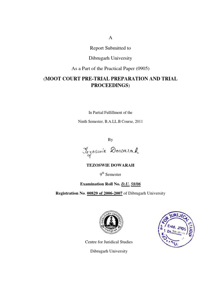 Moot Court Pre Trial Preparation and Trial Proceedings | PDF | Advocate ...
