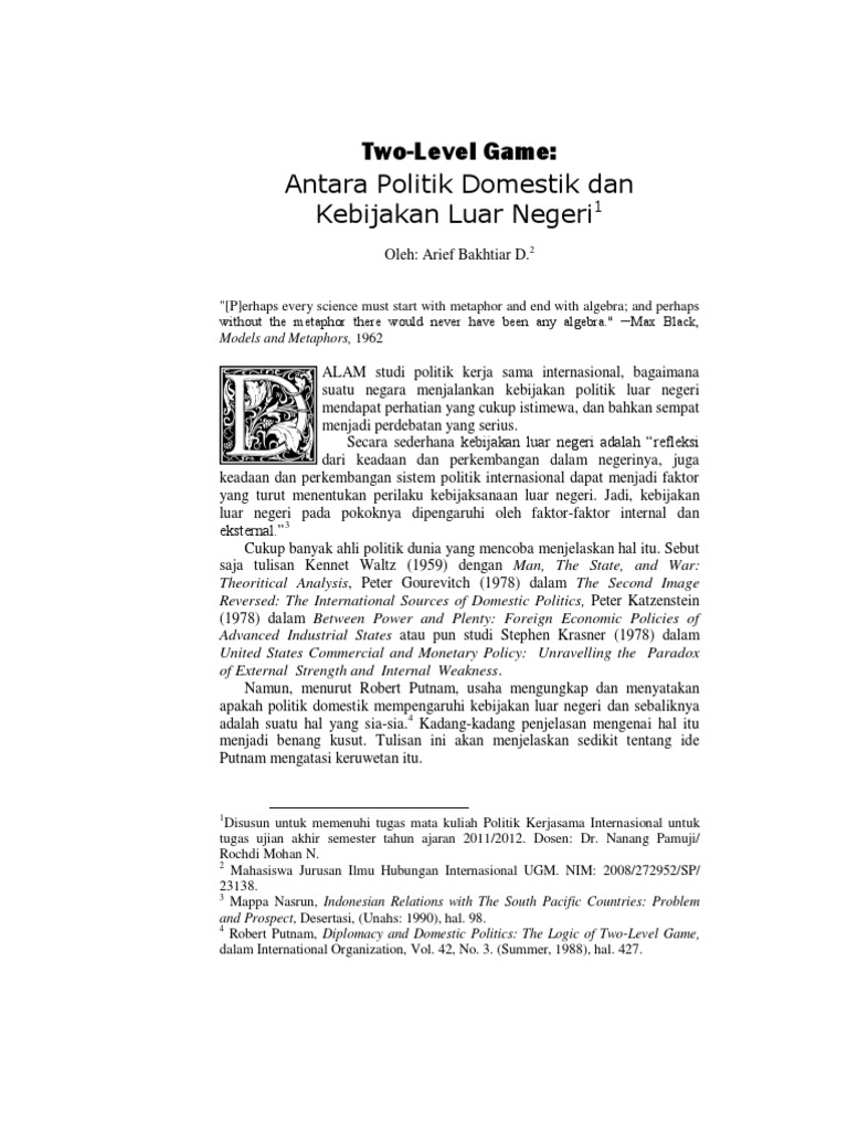 Two-Level Game - Robert Putnam | PDF