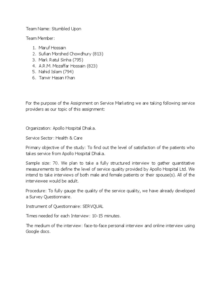 Hospital Servqual Questionnaire | PDF | Survey Methodology | Hospital