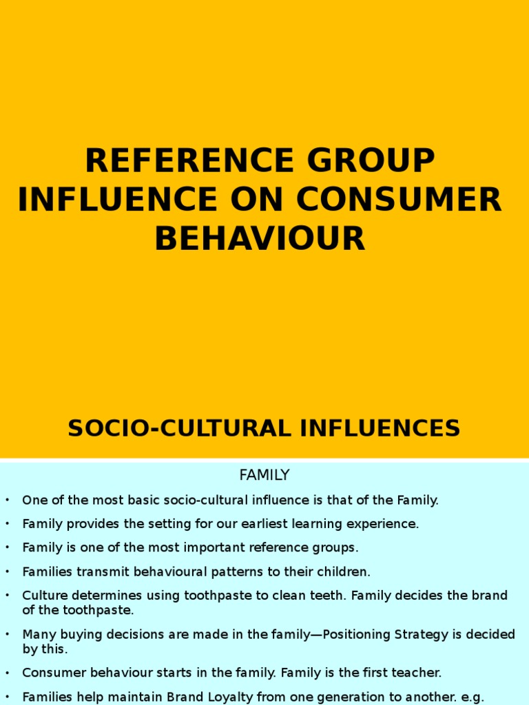 Reference Group Influence on Consumers | PDF | Consumer Behaviour ...