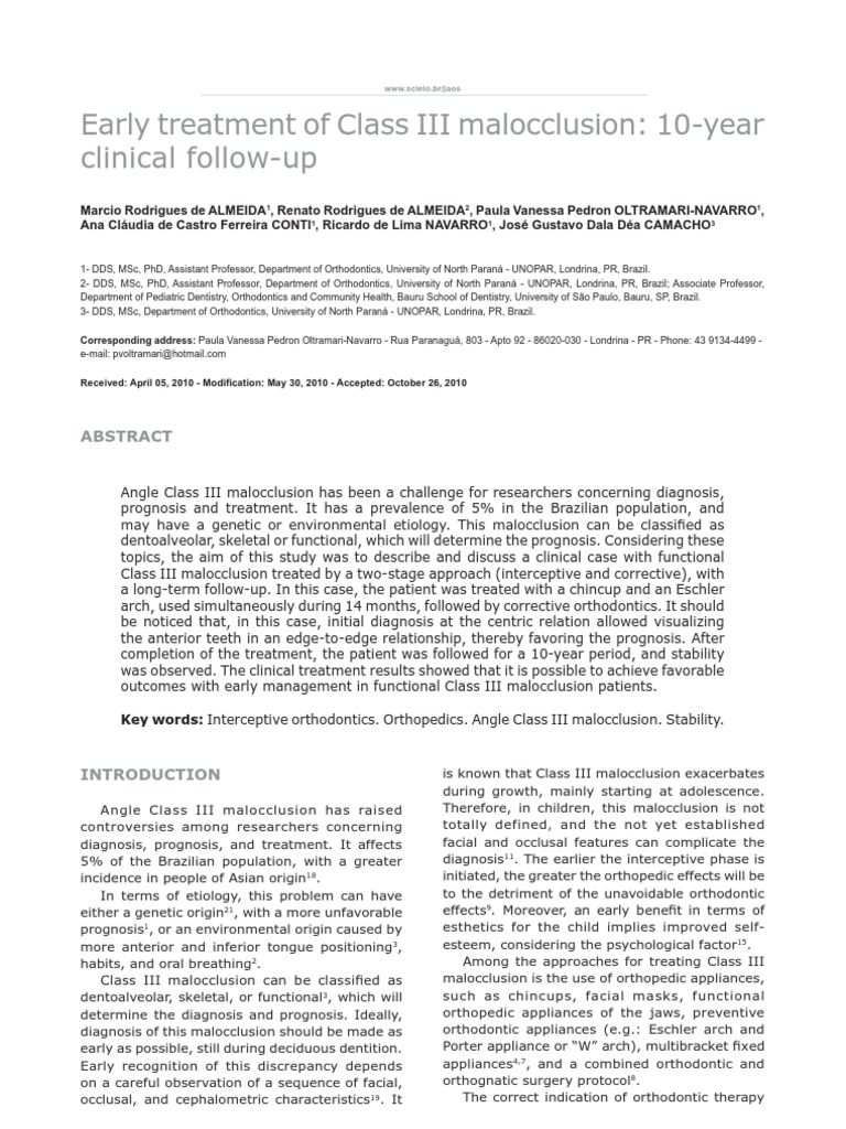 Art ALMEIDA Early Treatment of Class III Malocclusion 10-Year 2011 ...