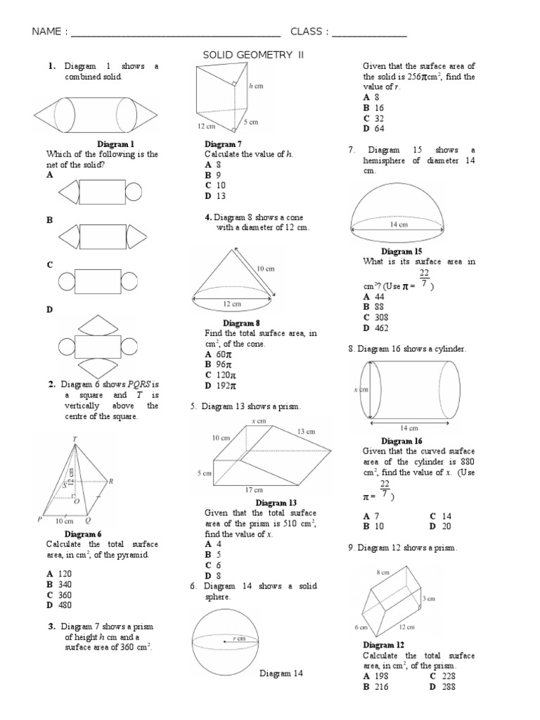 Solid Geometry Form 2 | PDF | Teaching Methods & Materials | Technology ...