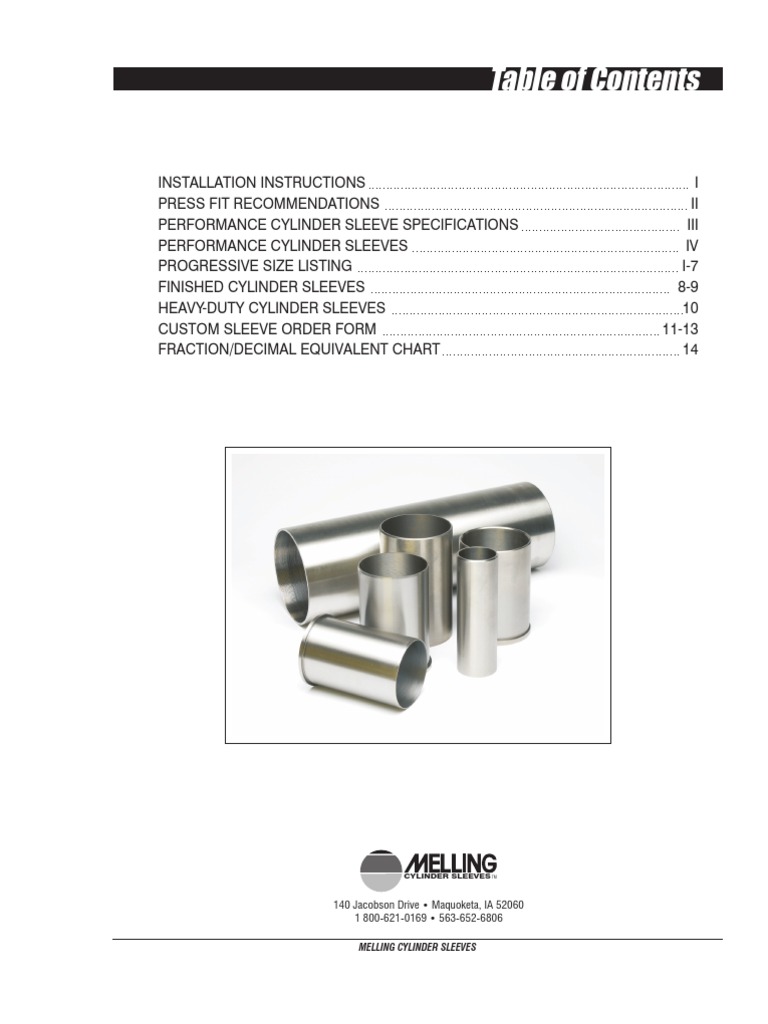 Catálogo de Camisas MELLING | PDF | Cylinder (Engine) | Vehicle Technology