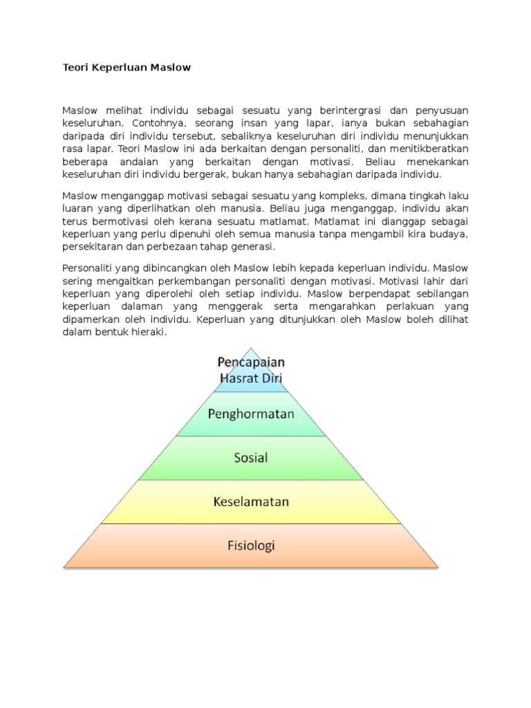 Teori Keperluan Maslow | PDF