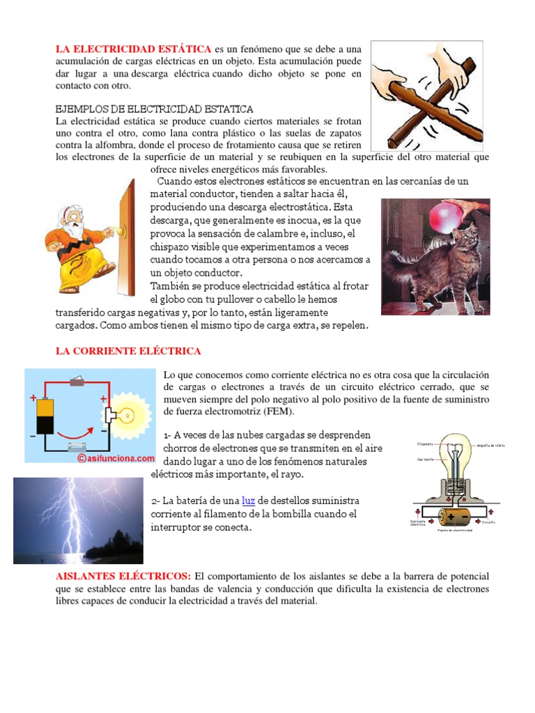 LA ELECTRICIDAD ESTÁTICA Es Un Fenómeno Que Se Debe A Una Acumulación ...