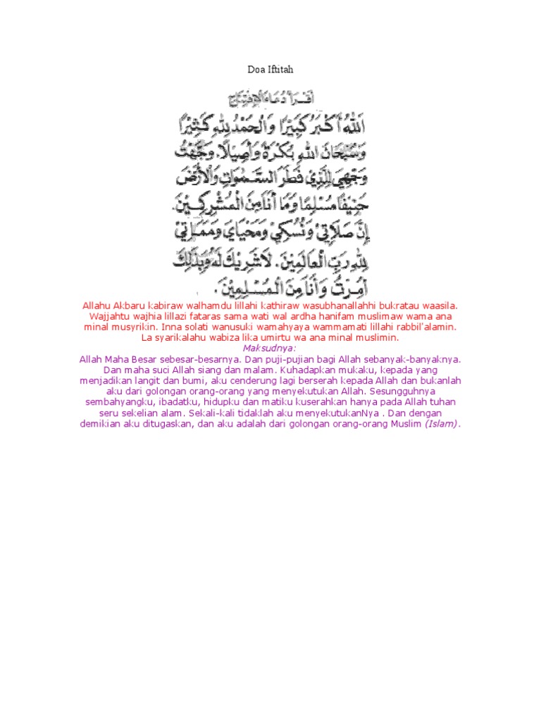 DOA IFTITAH Dan Terjemahan