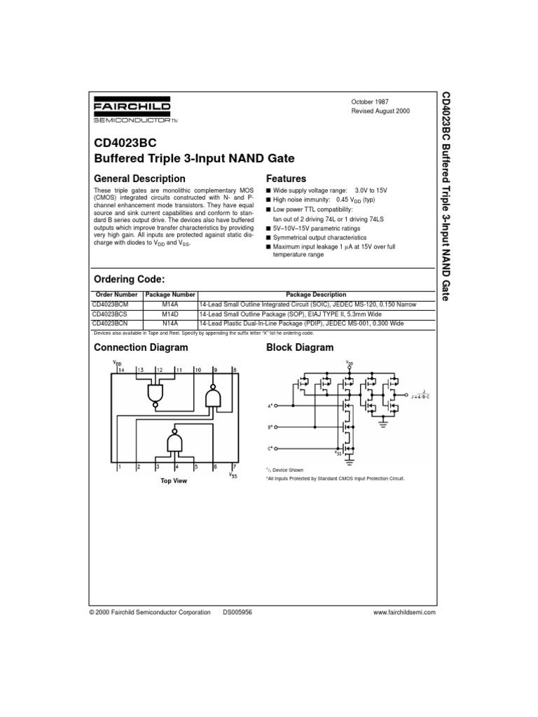 CD4023 | PDF | Cmos | Field Effect Transistor