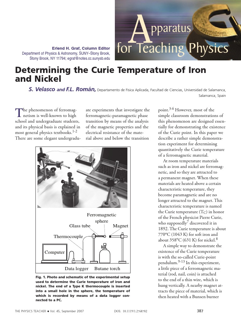 Curie Temperature of Iron and Nickel | PDF | Thermocouple | Ferromagnetism