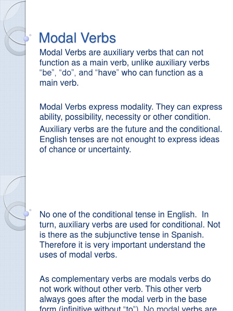 Modal Verbs | PDF | Verb | Grammatical Tense