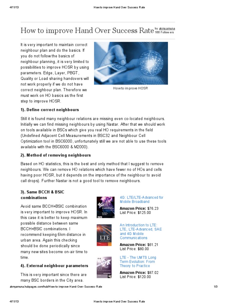 How To Improve Hand Over Success Rate in 2G | PDF | 4 G | Lte ...