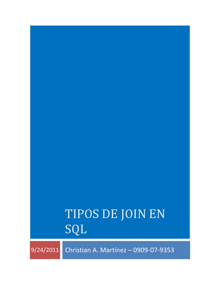 Tipos de Join en SQL PDF | Descargar gratis PDF | Bases de datos | Gestión de datos