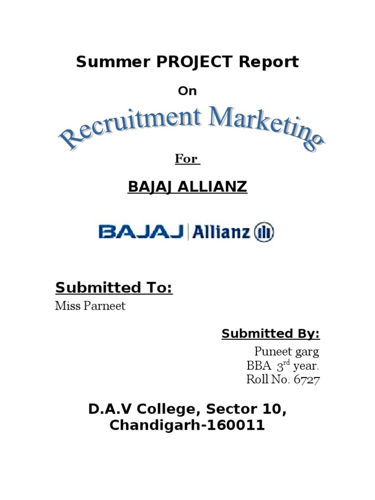 Summer PROJECT Report: Bajaj Allianz | PDF | Life Insurance | Insurance