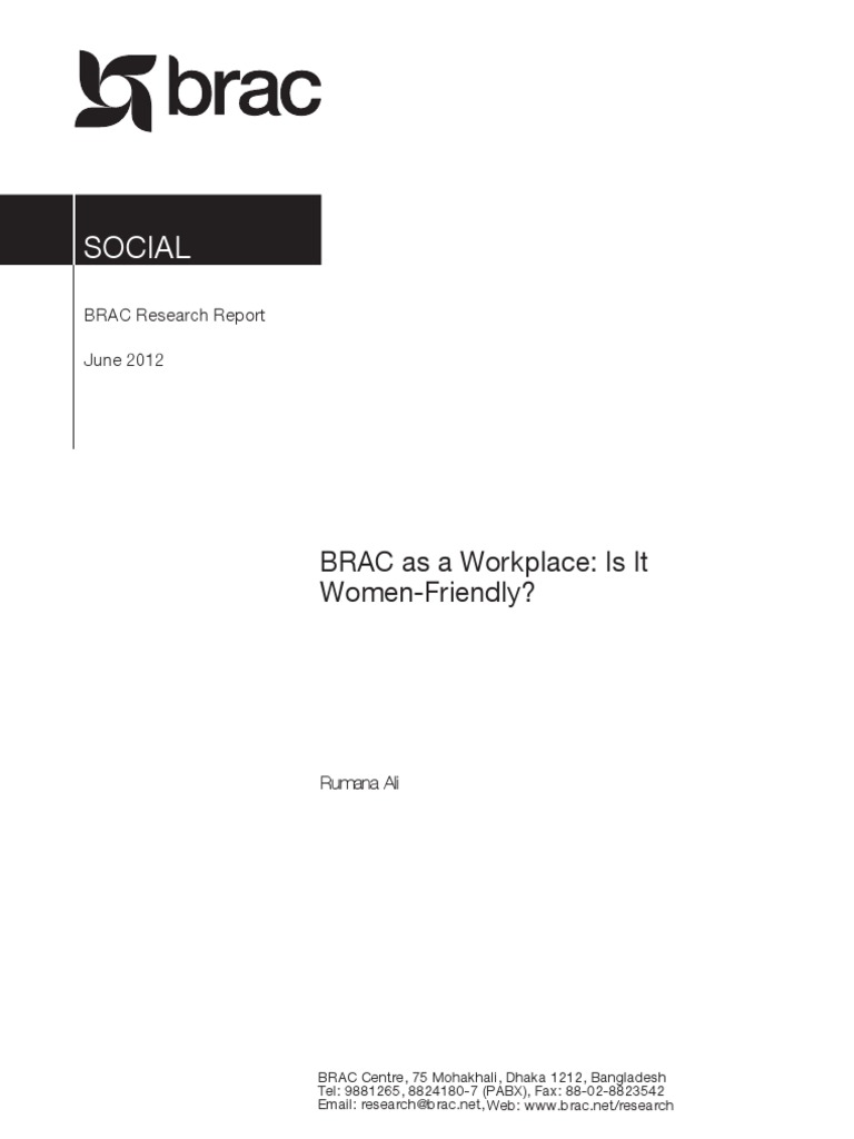 BRAC As Work Place | PDF | Gender | Gender Studies