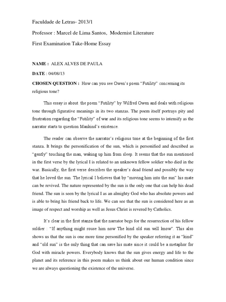 Analyzing Owen's "Futility" Poem | PDF | Genesis Creation Narrative ...