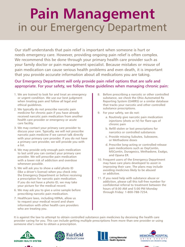 Emergency Room Guidelines For Pain Management | PDF | Pain Management ...