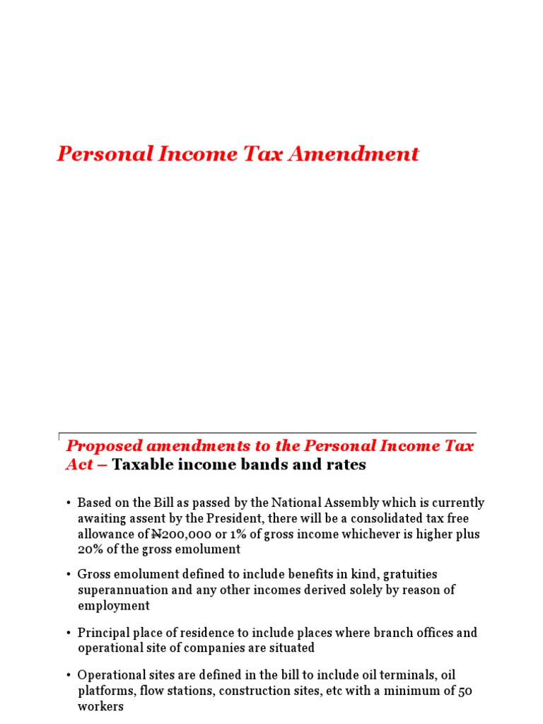 Personal Income Tax Amendment