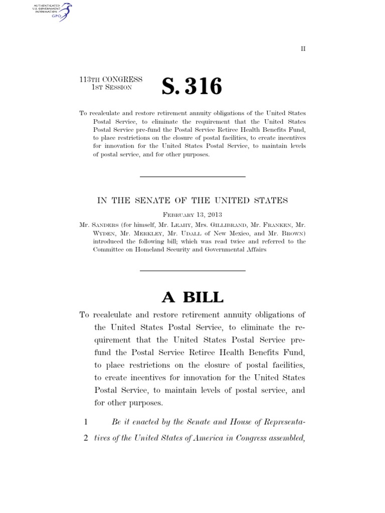 Postal Service Protection Act | PDF | United States Postal Service ...