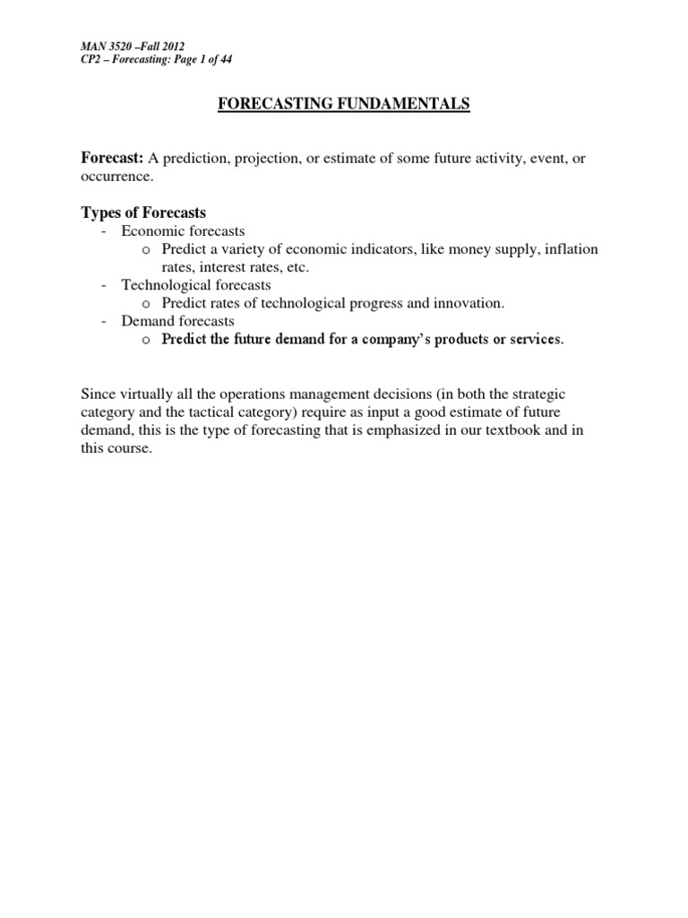 Forecasting Methods Overview | PDF | Forecasting | Mean Squared Error