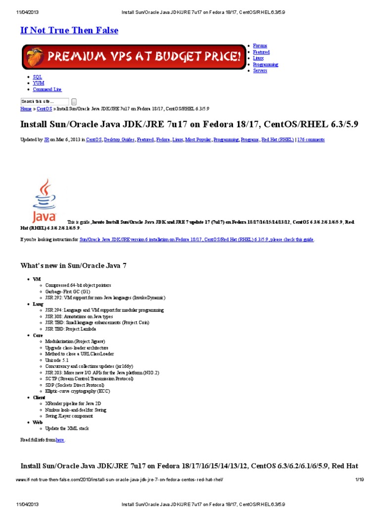 Install Sun - Oracle Java JDK - JRE 7u17 On Fedora 18 - 17, CentOS ...