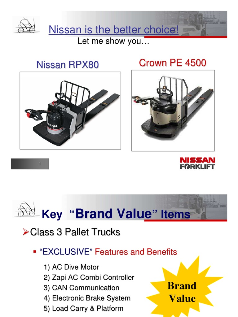 Nissan RPX80 Vs Crown PE4500 | PDF | Forklift | Transmission (Mechanics)