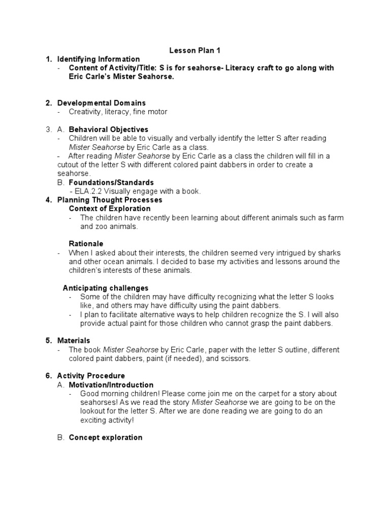 Eced243-Large Group Lesson Plan 1 3 | PDF | Lesson Plan | Cognition