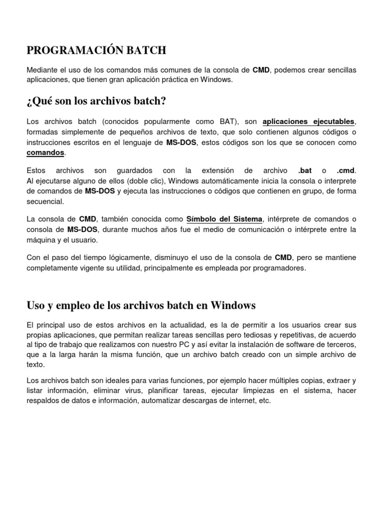 Introducción a Archivos Batch en Windows | PDF | Software utilitario ...