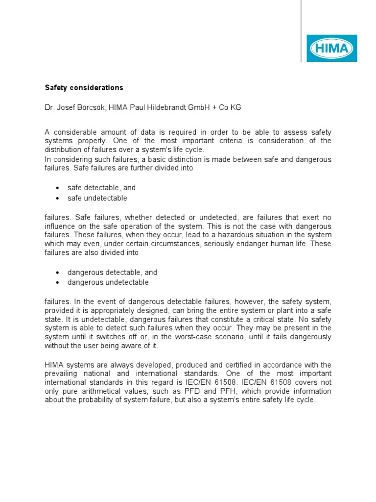 Hima Safety Considerations | PDF | Prevention | Quality