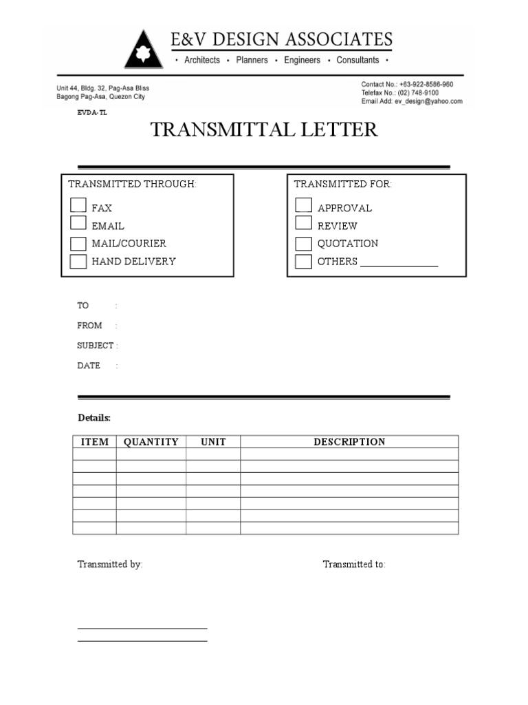 BLANK Transmittal Form | PDF | Mail | Public Services