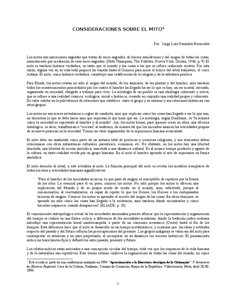 Elementos y Tipología del Mito | PDF | Mitología | Los símbolos