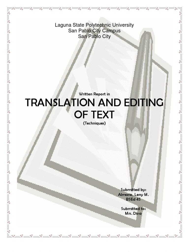 Translation and Editing of Text | Translations | Jargon