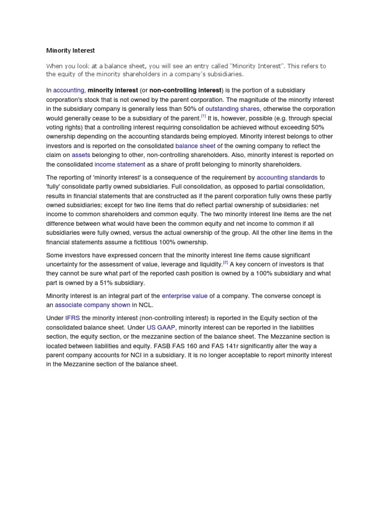 Minority Interest | PDF | Minority Interest | Accounting