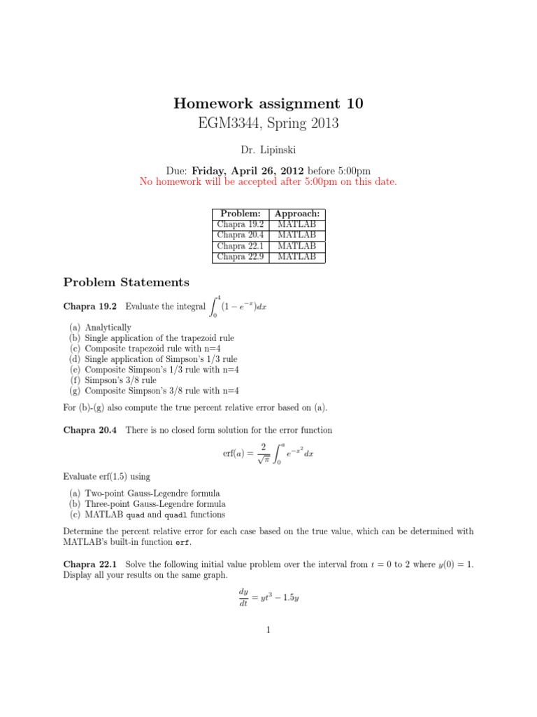EGM3344 Homework Assignment 10 | PDF