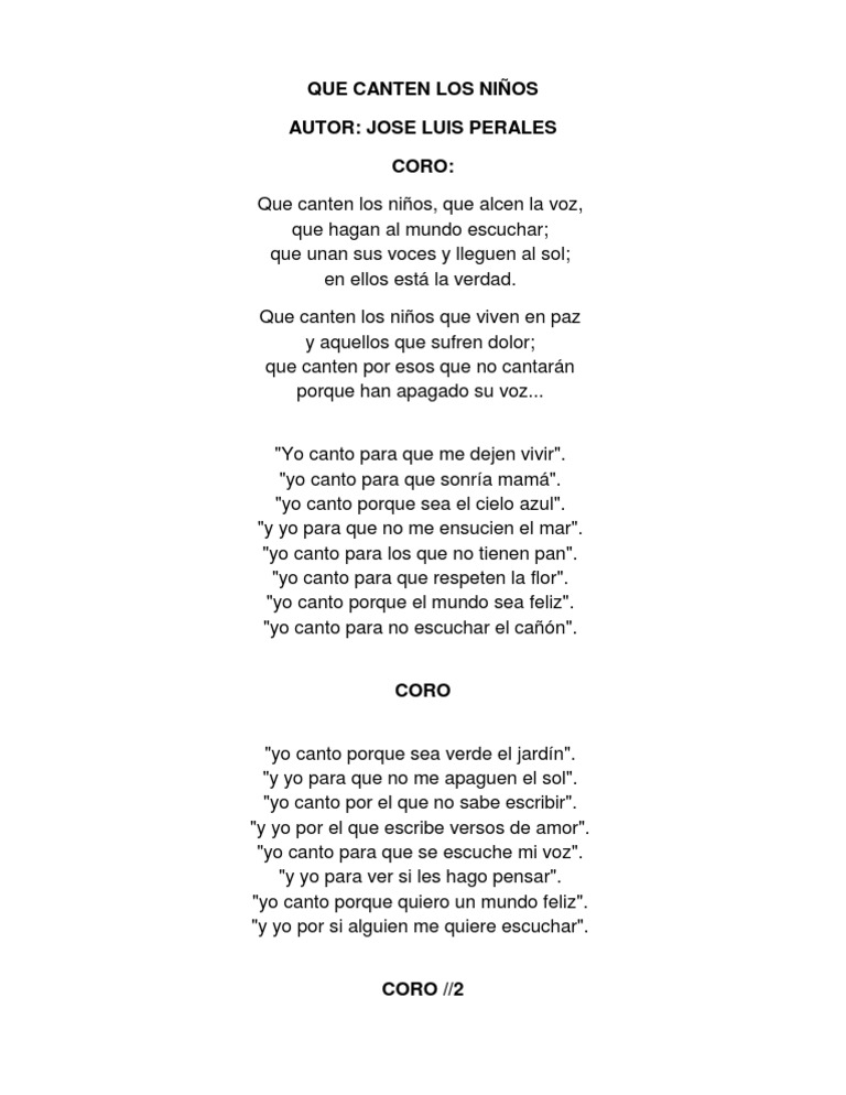 Que Canten Los Niños Letra | PDF | Poesía
