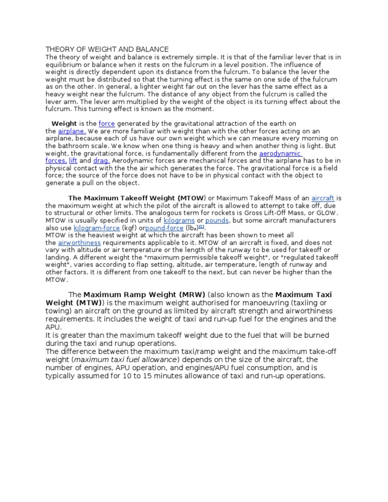 Understanding Weight and Balance Theory | PDF | Weighing Scale | Force