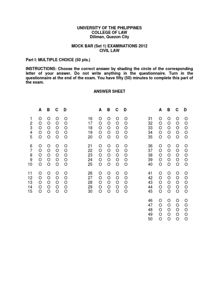 Civil Law Mock Bar | PDF | Will And Testament | Easement Civil Law Mock Bar | PDF | Will And Testament | Easement