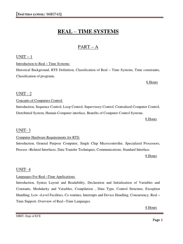 Ece Vii Real Time Systems (06ec762) Notes | PDF | Real Time Computing ...