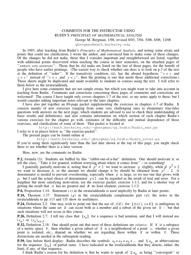 m104 Rudin Notes | PDF