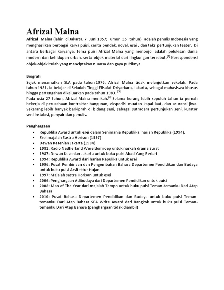 Afrizal Malna | PDF | Klasik