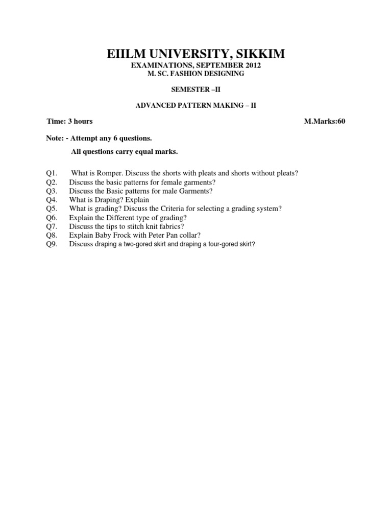 Advanced Pattern Making Techniques: An Examination of Pattern Design ...