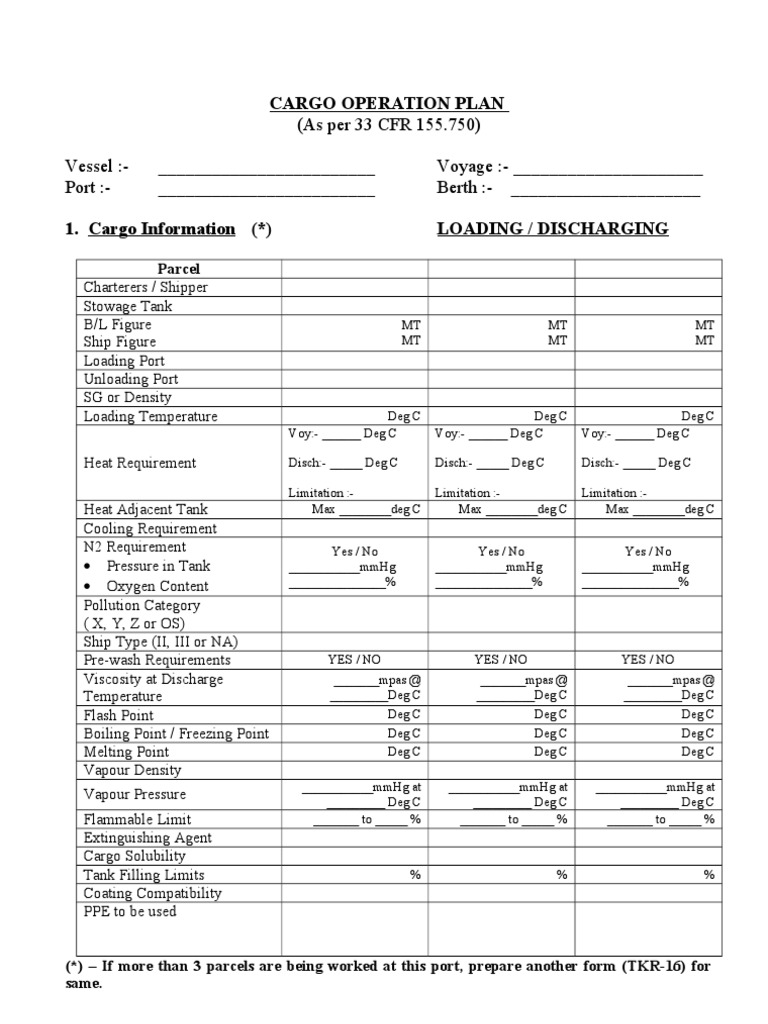 Cargo Operation Plan (Rev 1) | PDF