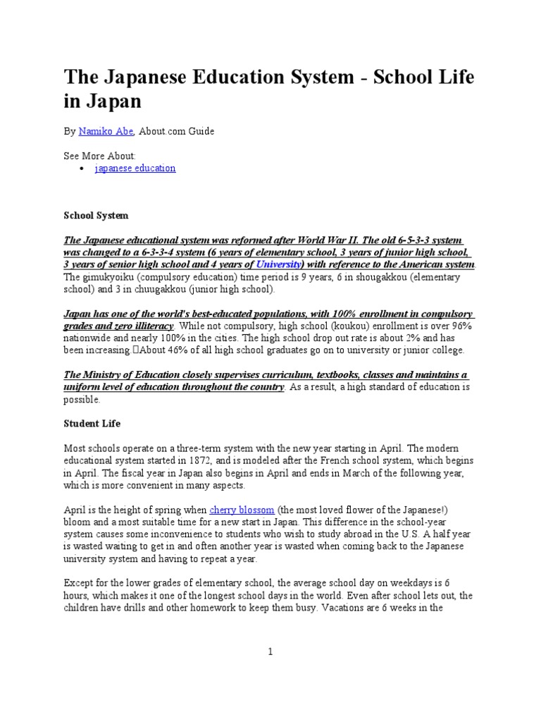 Overview of Japan's Education System | PDF | Secondary School ...